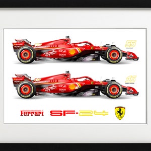 Ferrari SF 24 Formula 1 Number 16 Charles Leclerc and Number 55 Carlos ...