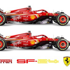 Ferrari SF 24 Formula 1 Number 16 Charles Leclerc and Number 55 Carlos ...