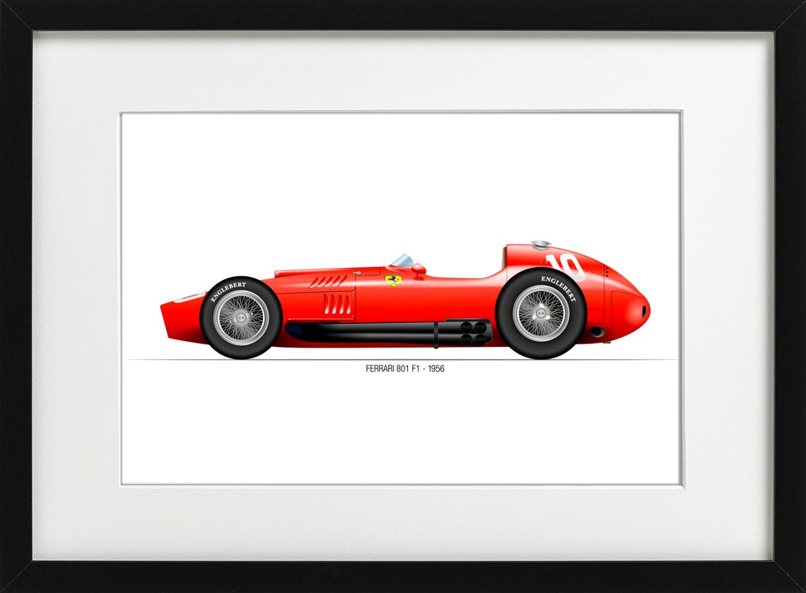 Ferrari 801 F1, Year 1956, Vintage Sport Car Formula One Illustration ...