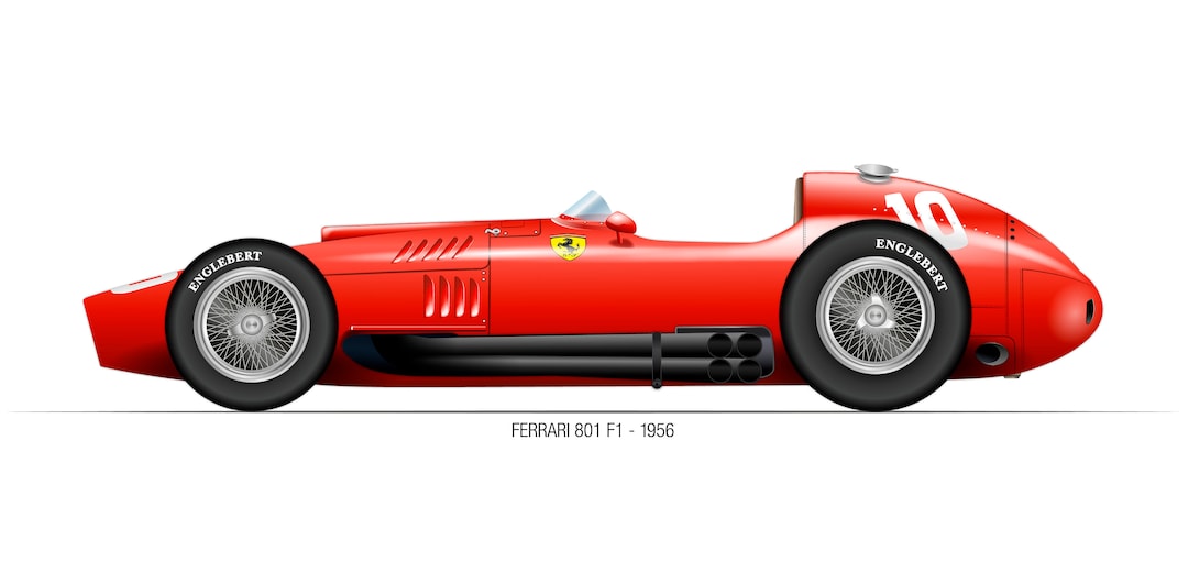 Ferrari 801 F1, Year 1956, Vintage Sport Car Formula One Illustration ...