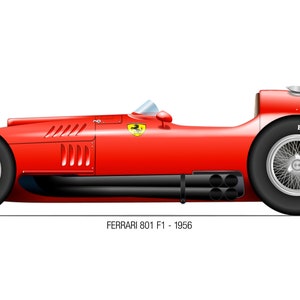 Ferrari 801 F1, Year 1956, Vintage Sport Car Formula One Illustration ...