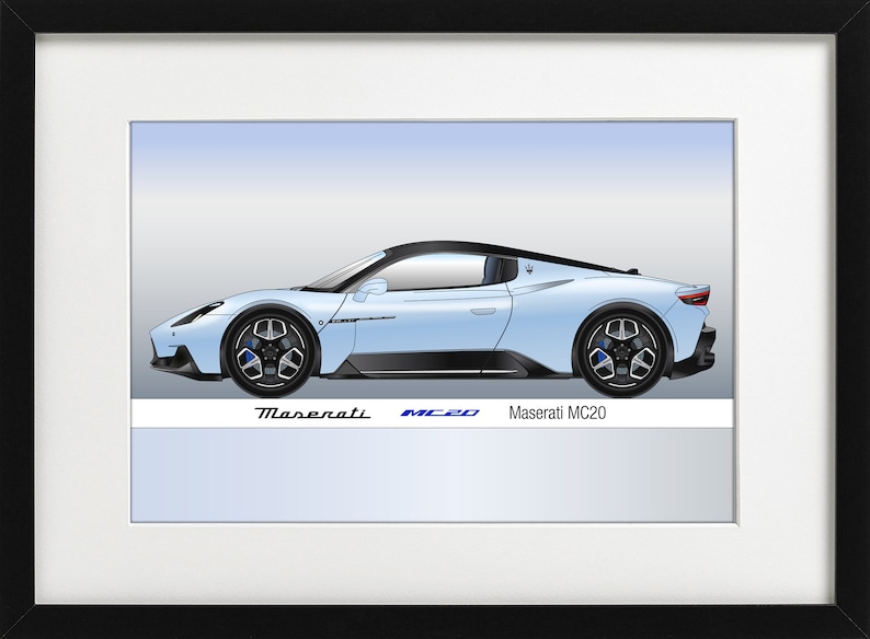 Maserati MC20 Sport Car, Illustration for Poster or Personal Print - Etsy