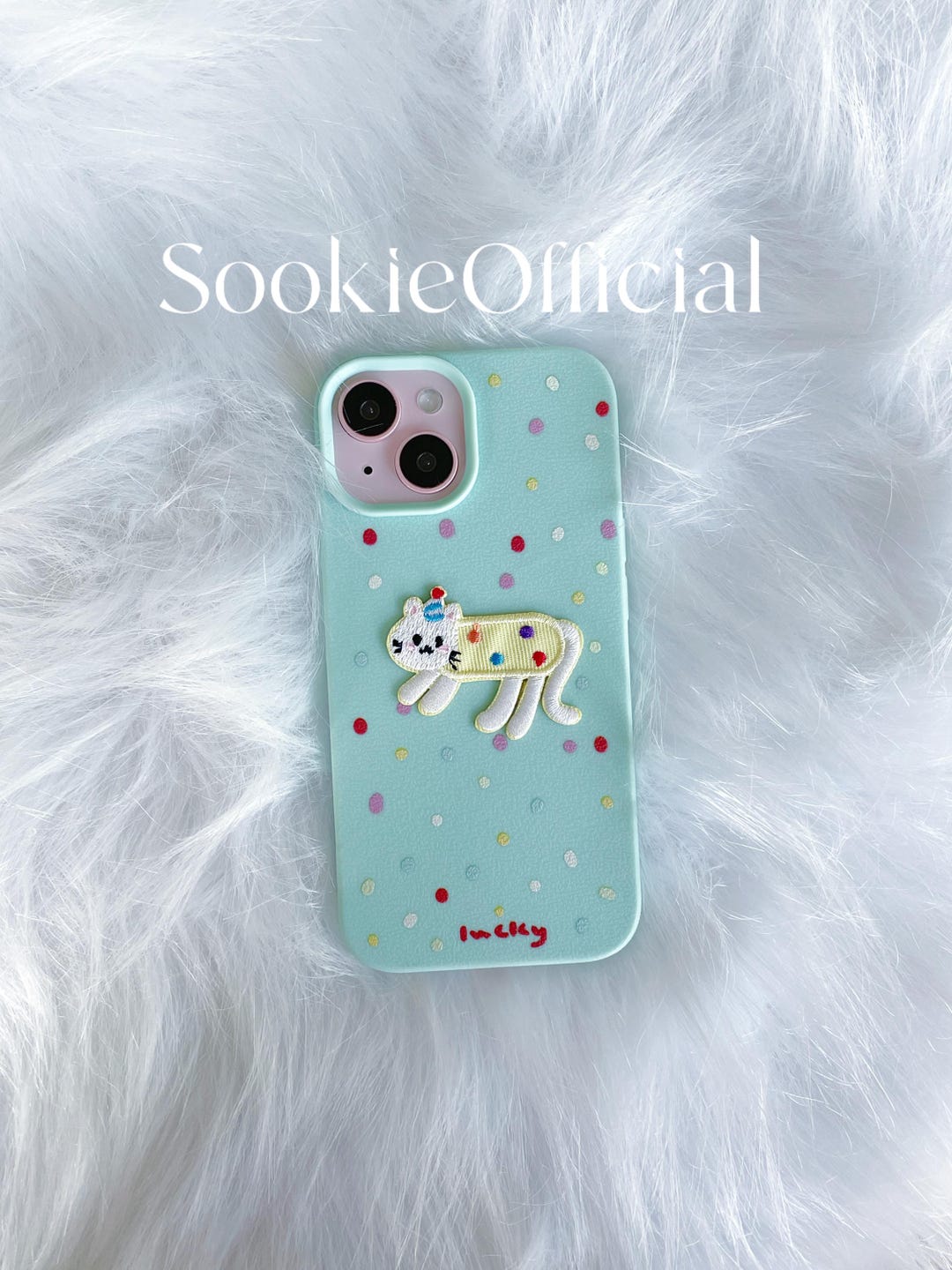 Embroidered Cat iPhone Case Polka Dot Cute Phone Case for iPhone 11 12 ...