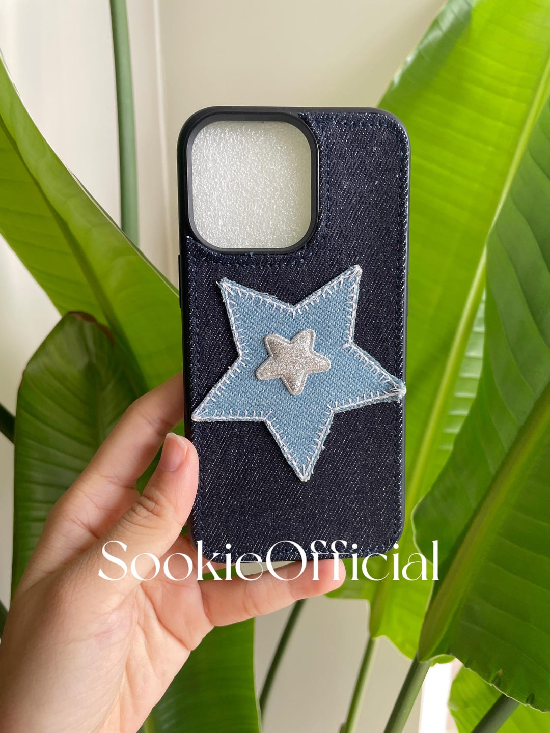 Denim Phone Case Handmade Star Pattern Phone Case iPhone 11 12 13 14 ...