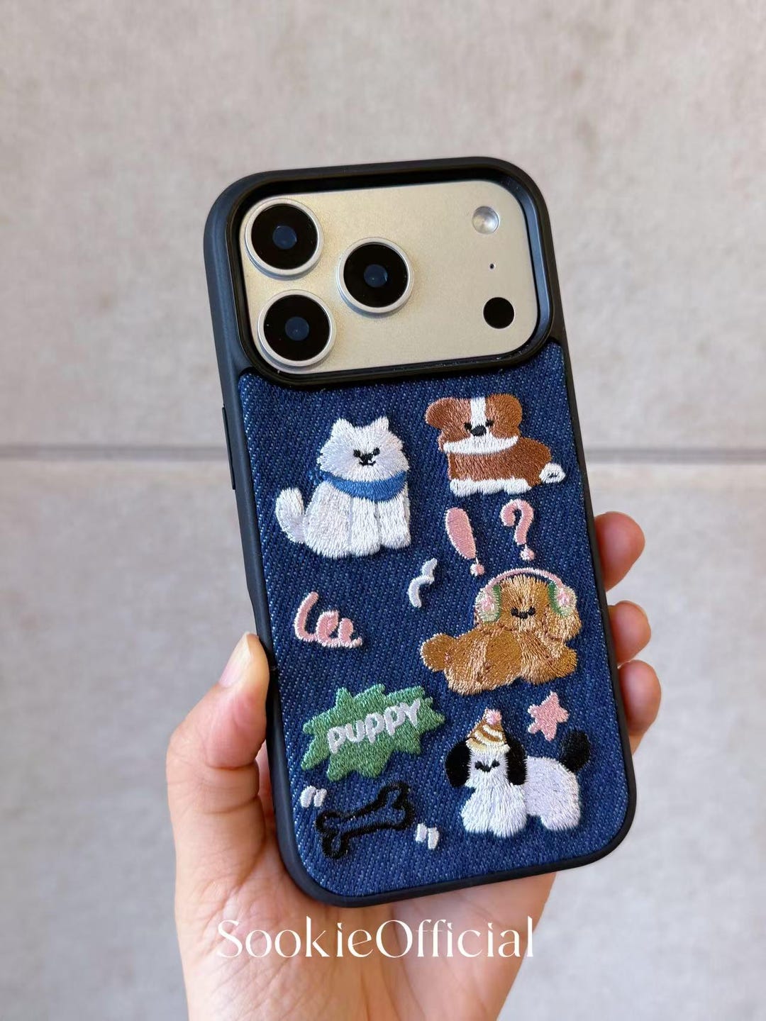 Embroidered Puppy iPhone Case: Denim Style Dog Lover Gift - Etsy