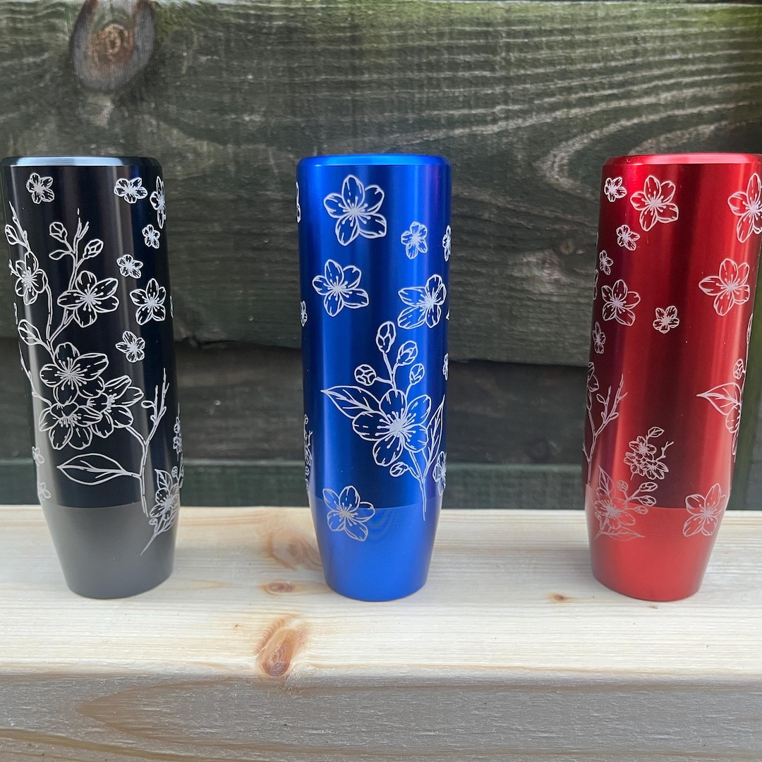 JDM Weighted Sakura Gear Shift Knob – Engraved Cherry Blossom Car ...