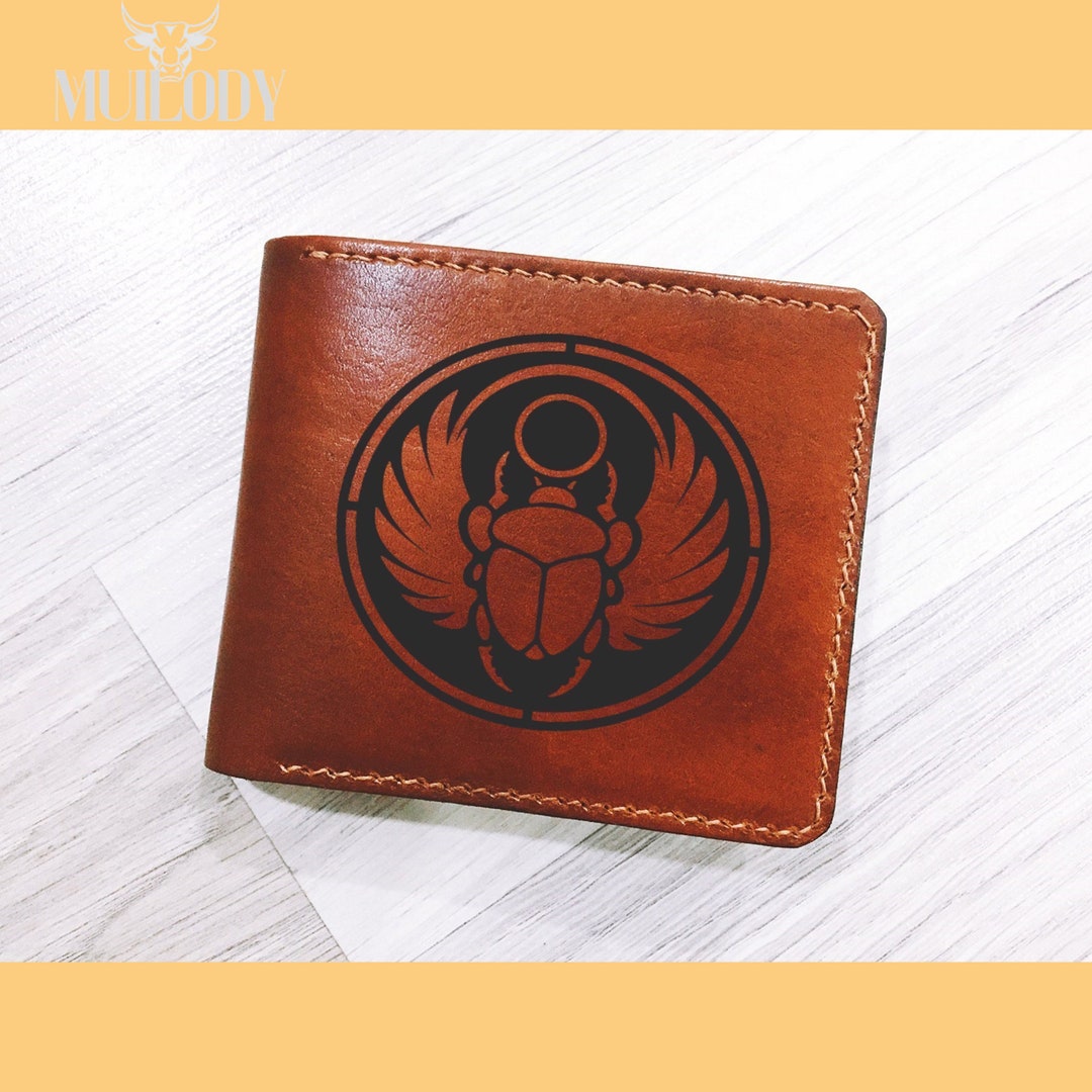 Custom Scarab Beetle Sign Men's Wallet, Egypt Mythology Ancient Symbols ...