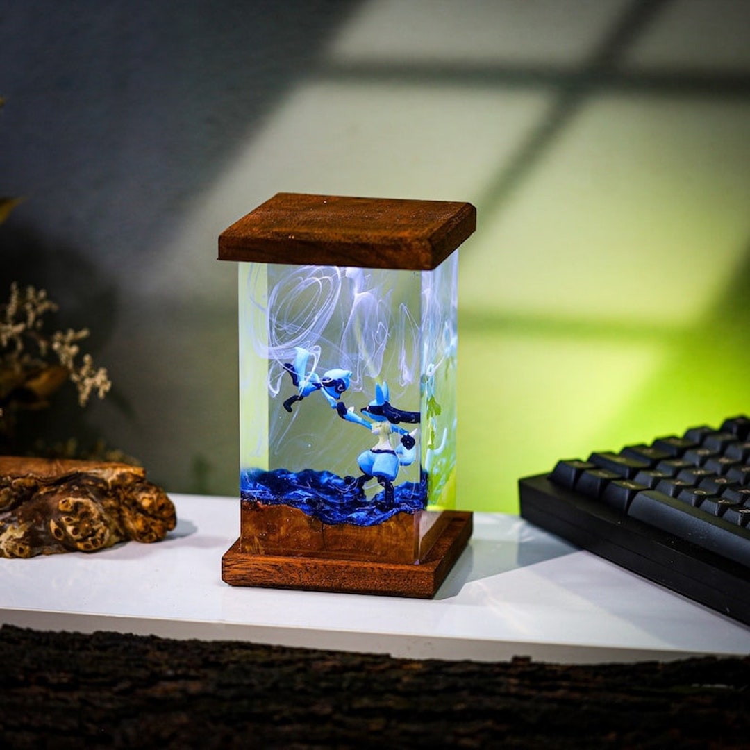 Lucario and Riolu PO.KEMON Epoxy Lamp Custom Pok.emon Resin Lamp Resin ...