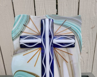 Blue Glass Wall Cross - Etsy