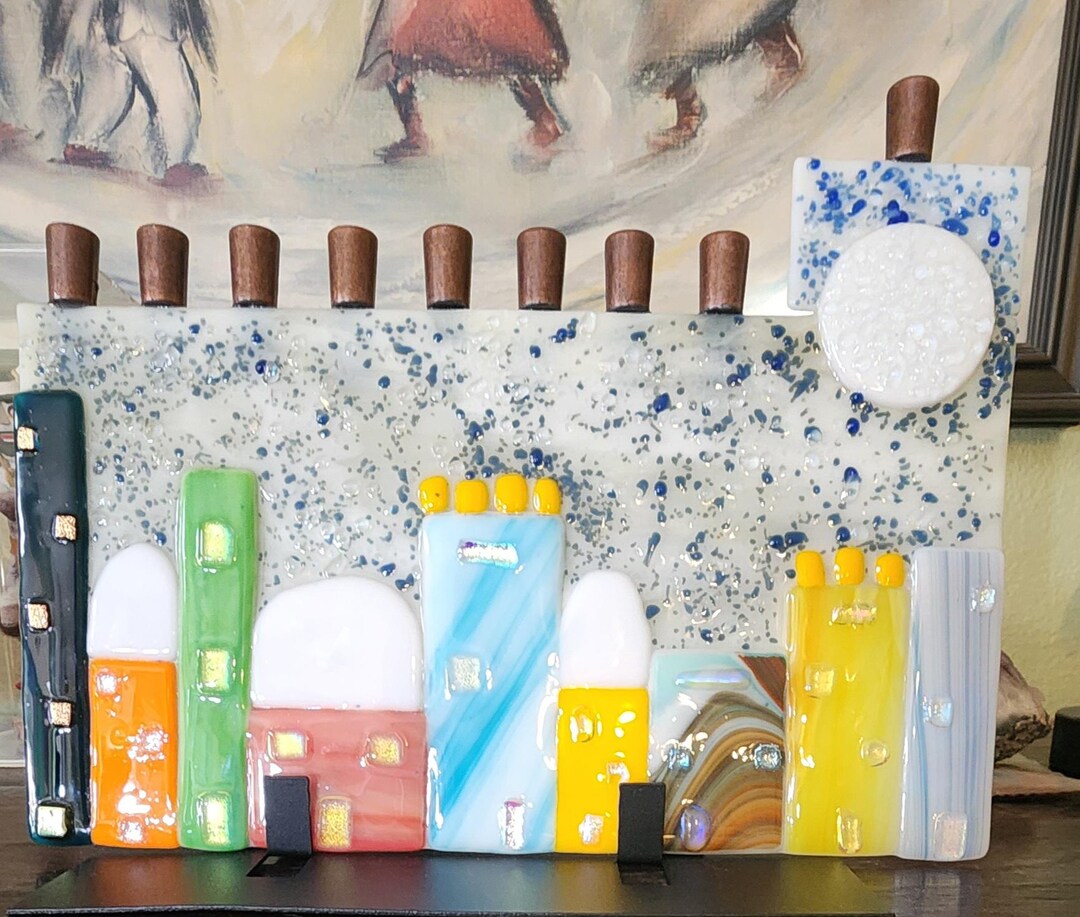 Menorah City Hanukkah Chanukkah Jewish Home Decor Bar Mitzvah Bat ...