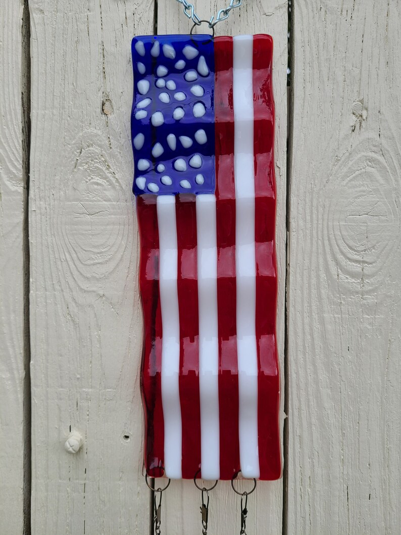 Windchime American Flag Patriotic Suncatcher American Decor United ...