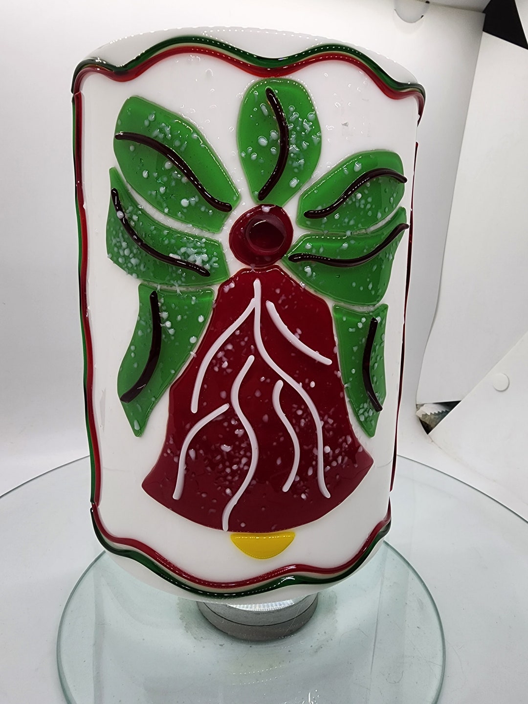 Curved Candle Shield Bell, Holiday, One of a Kind, Handmade, Fused ...