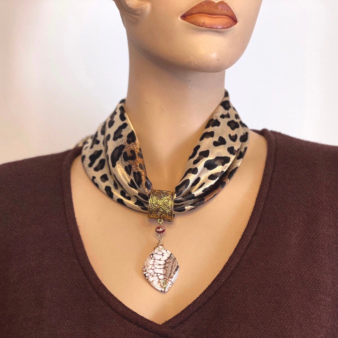 Leopard Skin Scarf With a Fancy Zebradorite Scarf Jewelry . Bronze ...