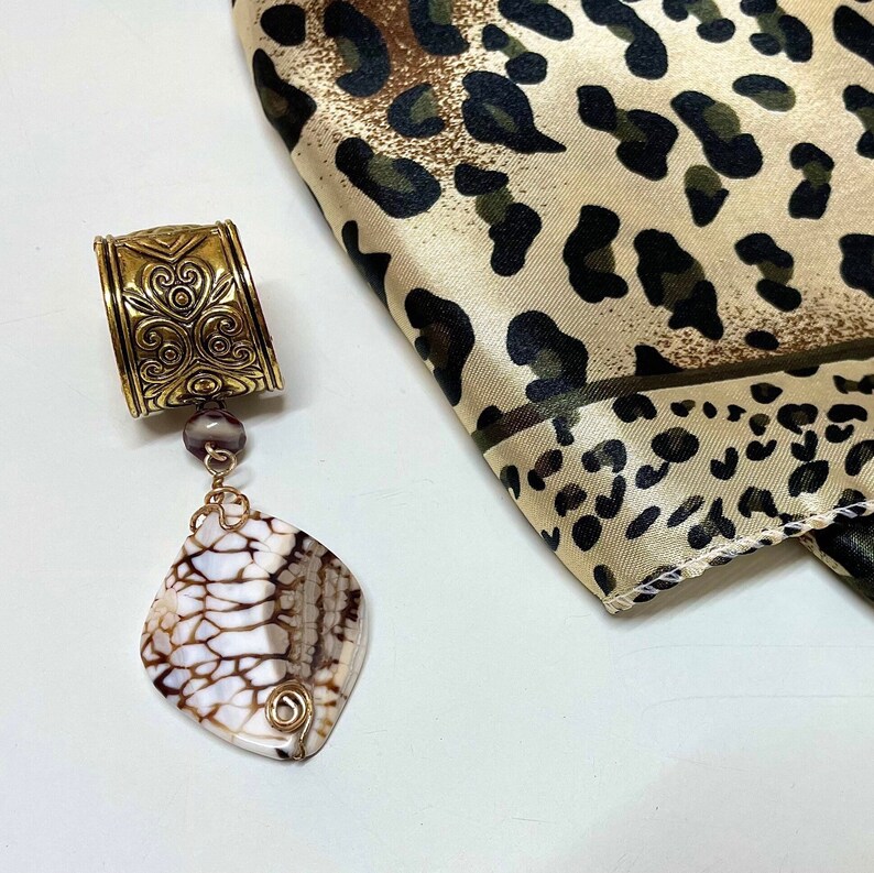 Leopard Skin Scarf With a Fancy Zebradorite Scarf Jewelry . Bronze ...