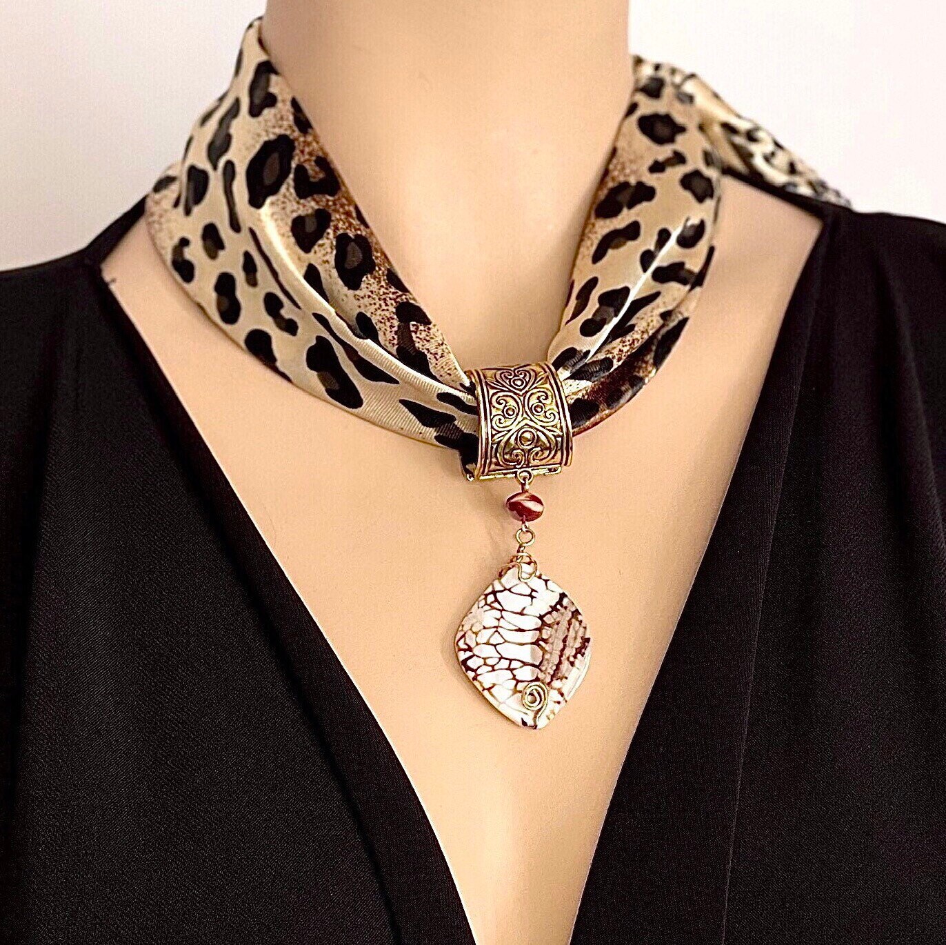 Leopard Skin Scarf With a Fancy Zebradorite Scarf Jewelry . Bronze ...