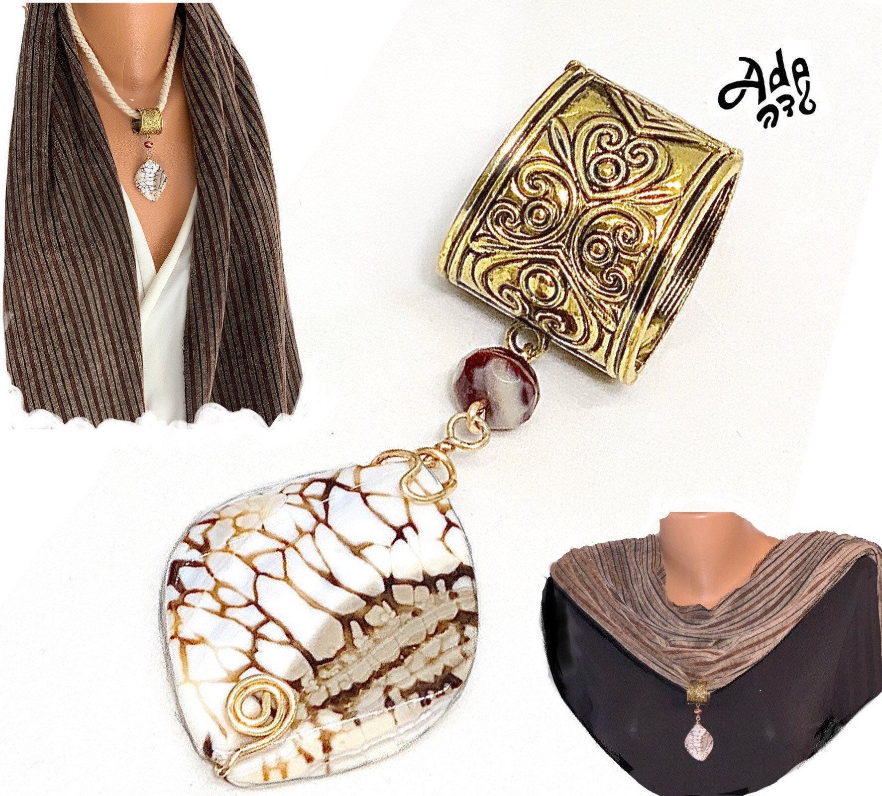 Leopard Skin Scarf With a Fancy Zebradorite Scarf Jewelry . Bronze ...