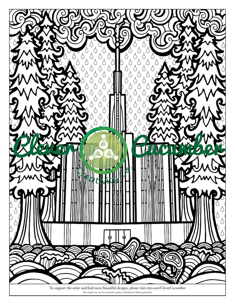 Adult Coloring Book LDS Mormon Latter-day Saint Church Temple Coloring ...