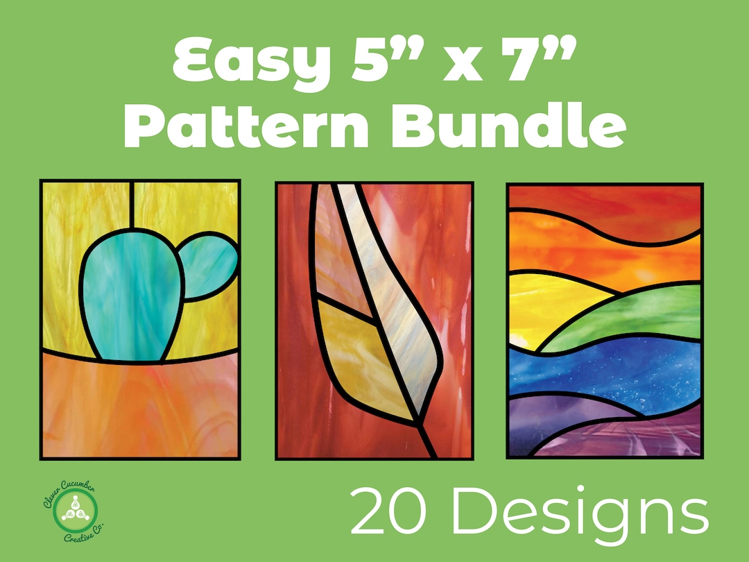 Super Easy Beginner 5x7 Sun Catcher Stained Glass Pattern Bundle ...