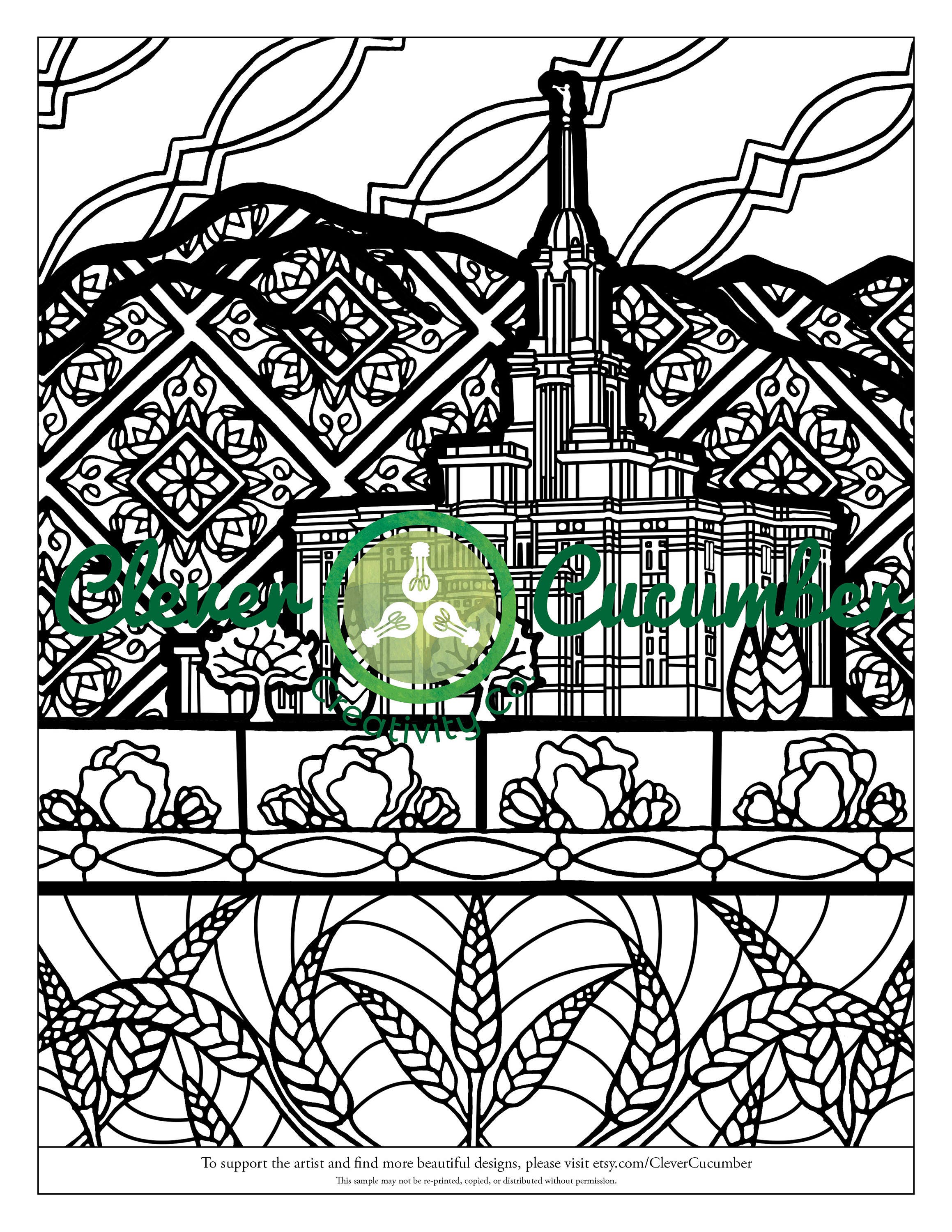 LDS Mormon Latter-day Saint Church Temple Adult Coloring Page Payson ...