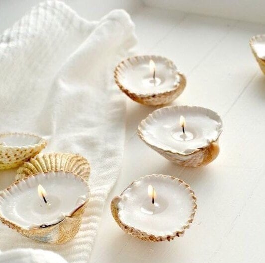 Sea Shell Tea-lights Handmade Mini Shell Candles White - Etsy UK
