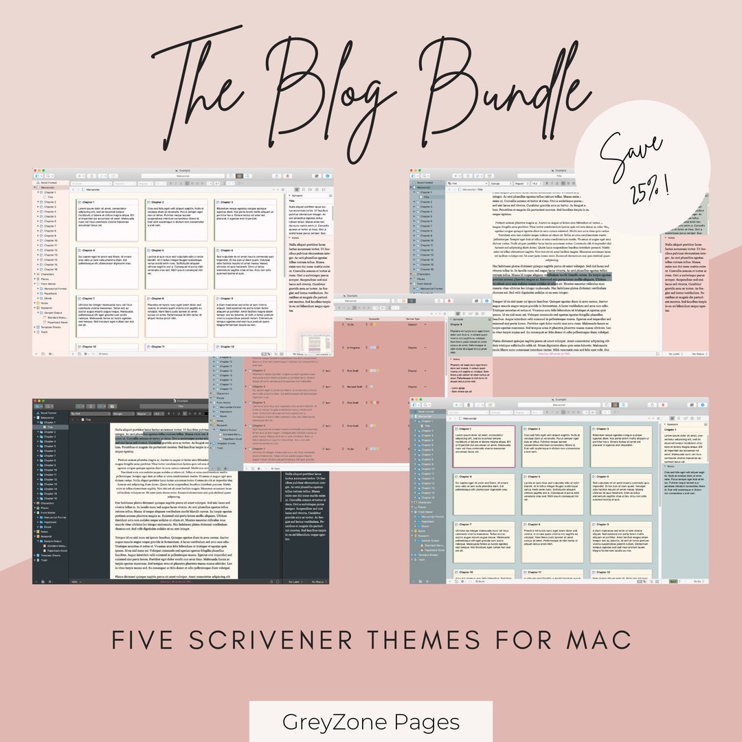 The Blog Bundle - 5 Scrivener Themes for Mac (save 25%) - Etsy