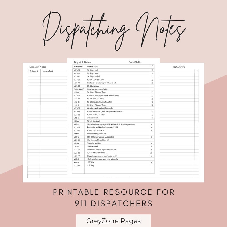 Dispatching Notes for 911, County, City, and Fire/ems Dispatchers - Etsy