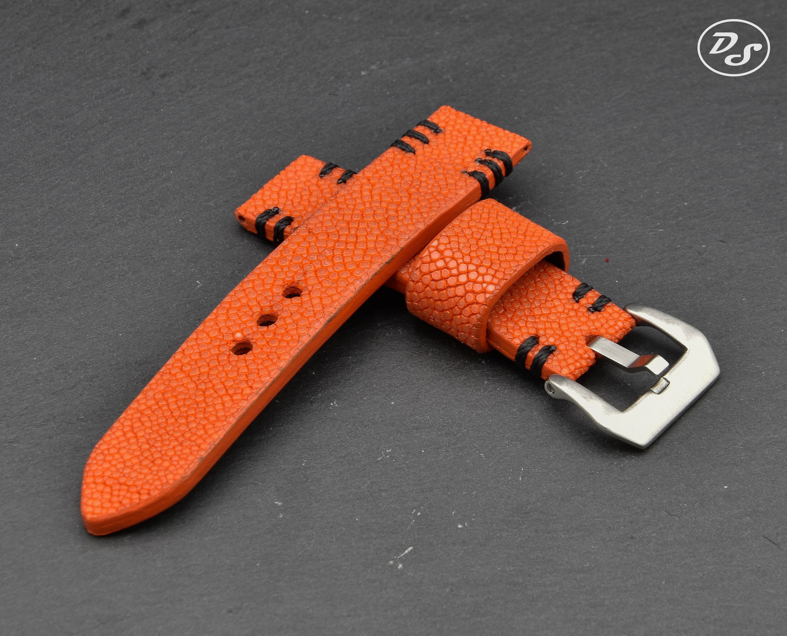 Handmade Bright Orange Stingray Leather Watch Strap With | Etsy