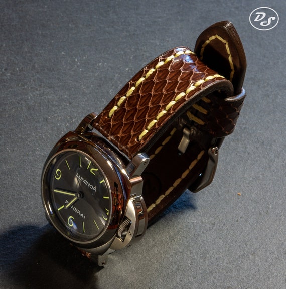 Artisan Handmade Chocolate Brown Snake leather watch … - Gem