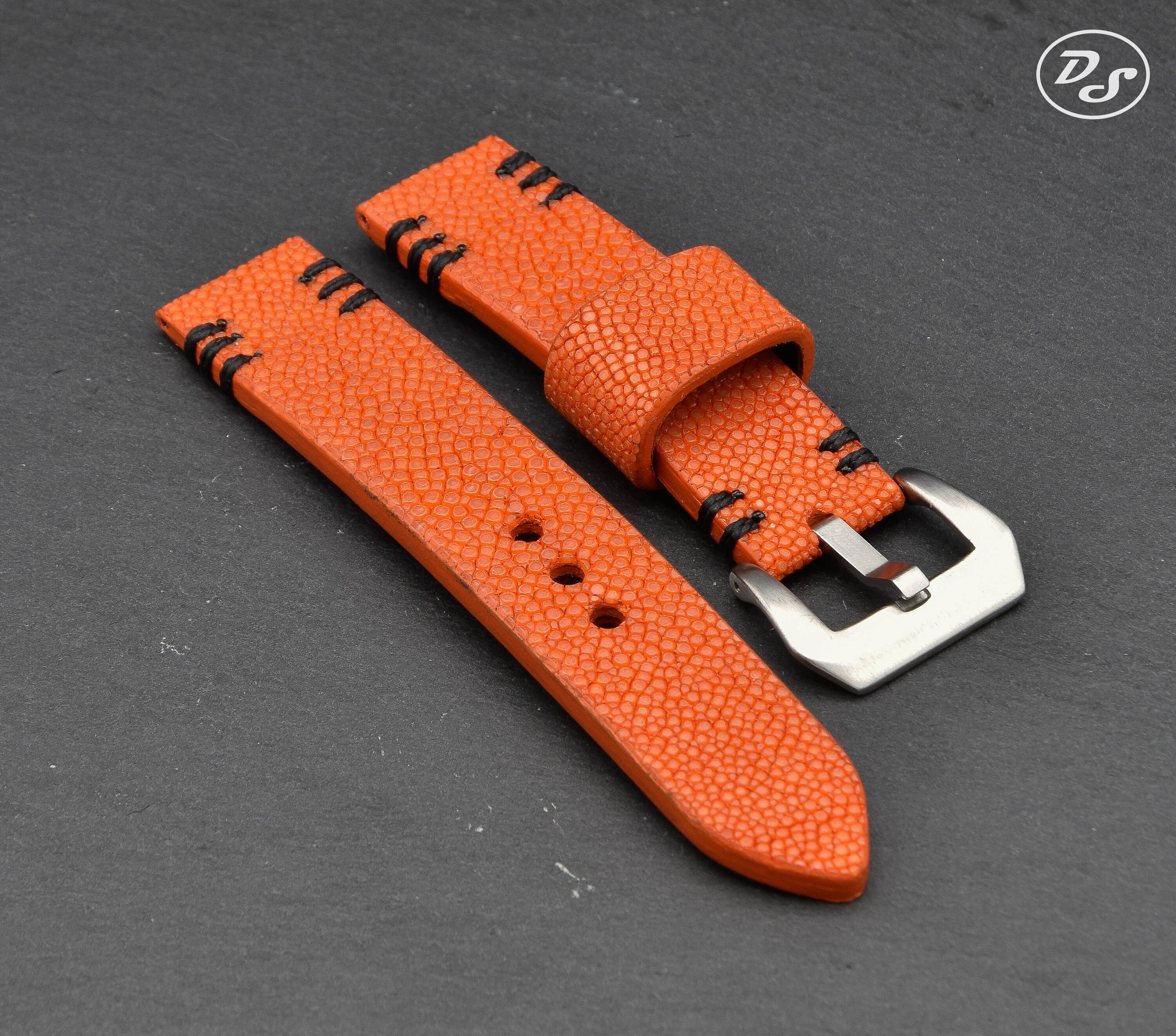 Handmade Bright Orange Stingray Leather Watch Strap With | Etsy