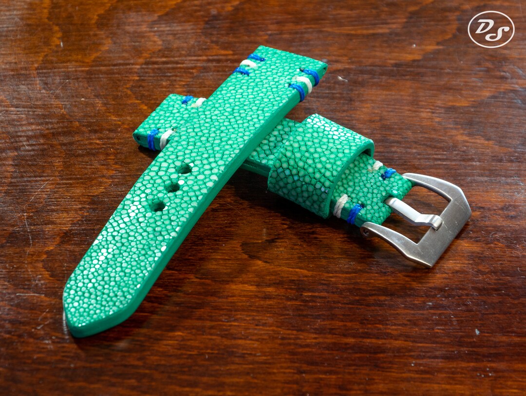 Handmade Turquoise Stingray Leather Watch Strap With Minimalistic ...