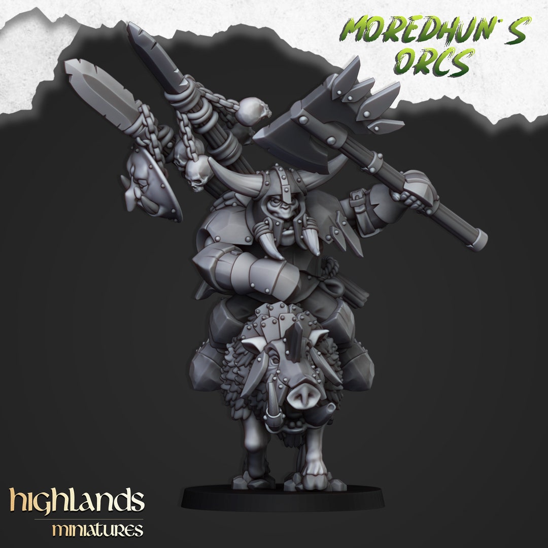 Moredhun's Orcs - Mounted Orcs Chief on Boar Unit by Highlands ...