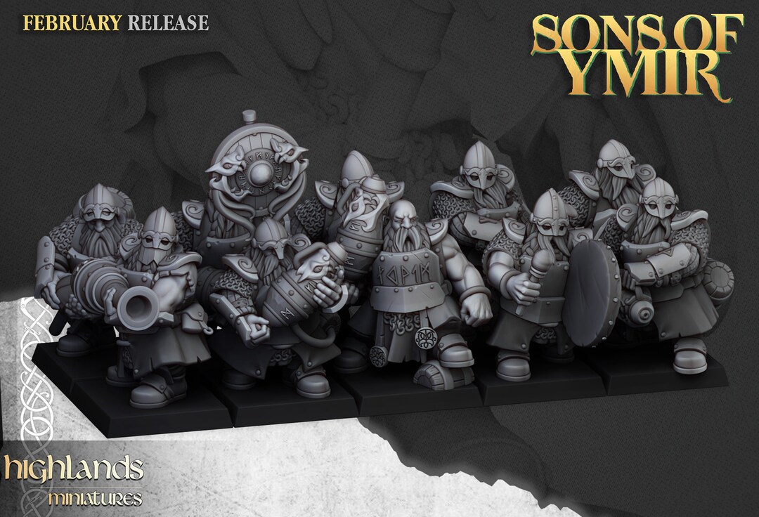 Sons of Ymir - Dwarf Fire Spitter Unit by Highlands Miniatures - Etsy