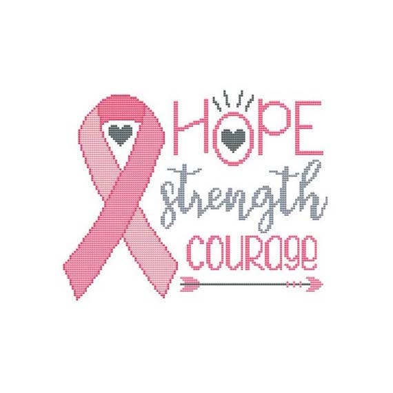 Hope Strength Courage Ribbon Counted Cross Stitch PDF Pattern | Etsy