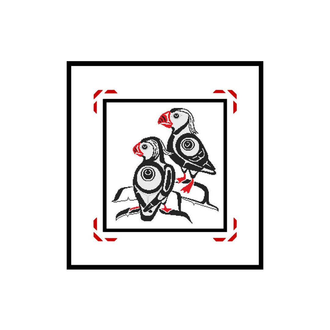 Northwest Coast Native Art, PUFFINS, Bird, Counted Cross Stitch PDF ...