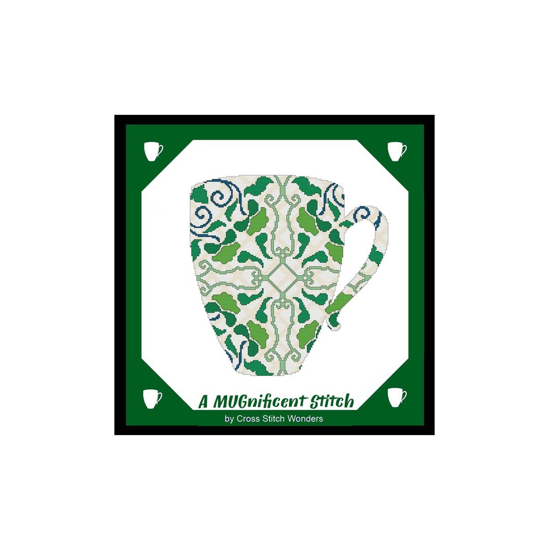 A Mugnificent Stitch, 2R, Mug, Reflection, Flower, Leaf, Vine, Lattice ...