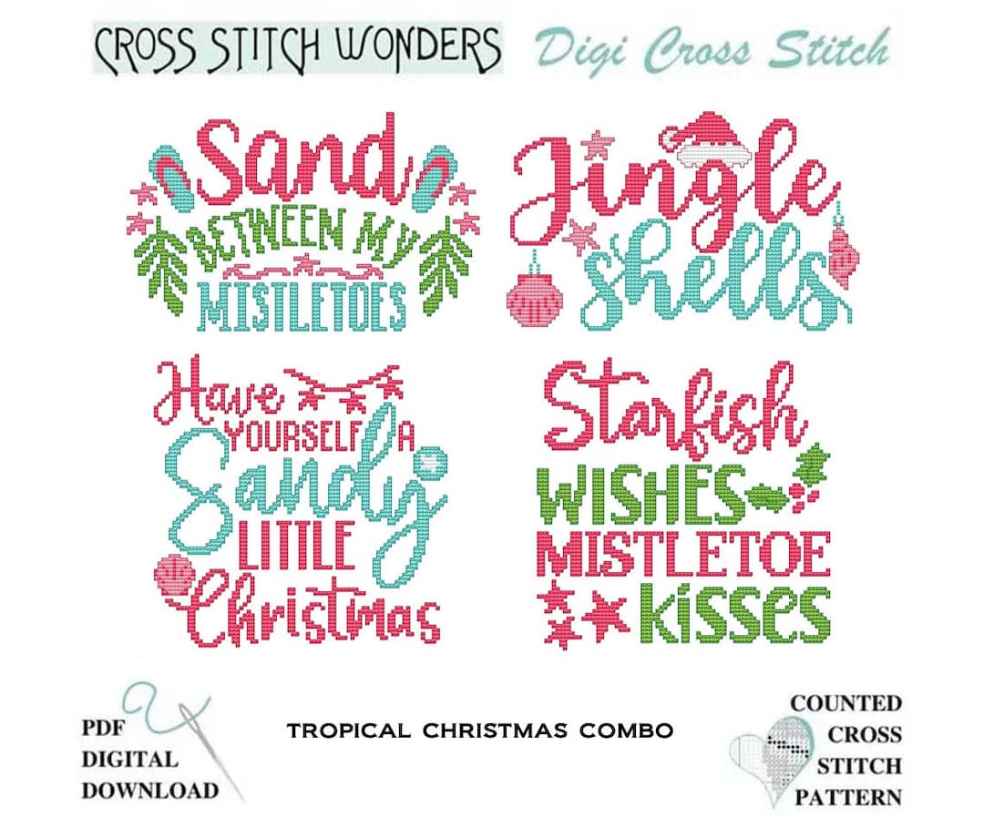 Tropical, Christmas, Sayings, Combo, Sand, Mistletoe, Starfish, Shells ...