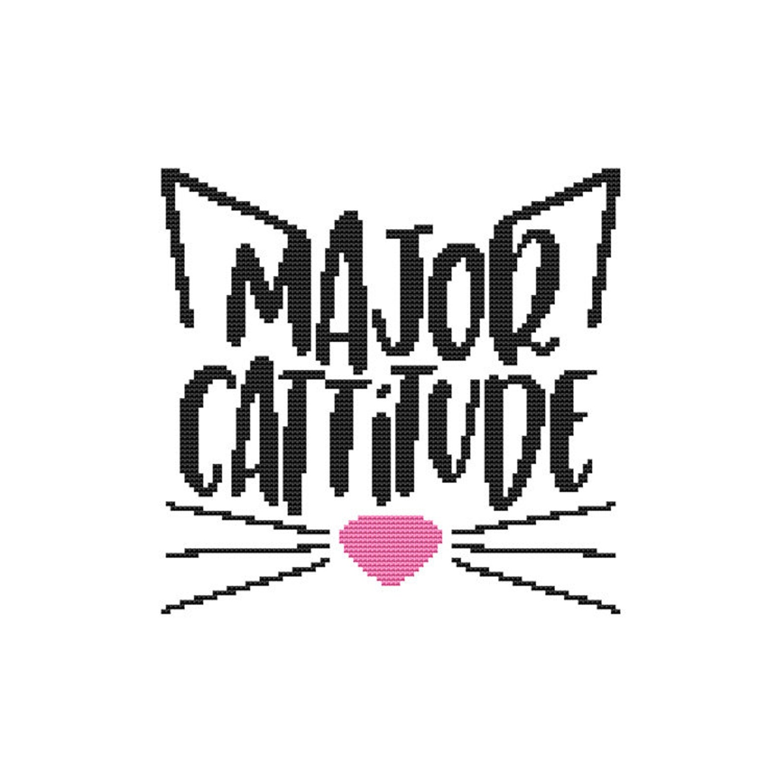 Major Cattitude Cat Saying Counted Cross Stitch PDF | Etsy