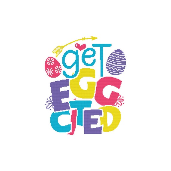 Get Egg Cited Excited Easter Saying Counted Cross | Etsy