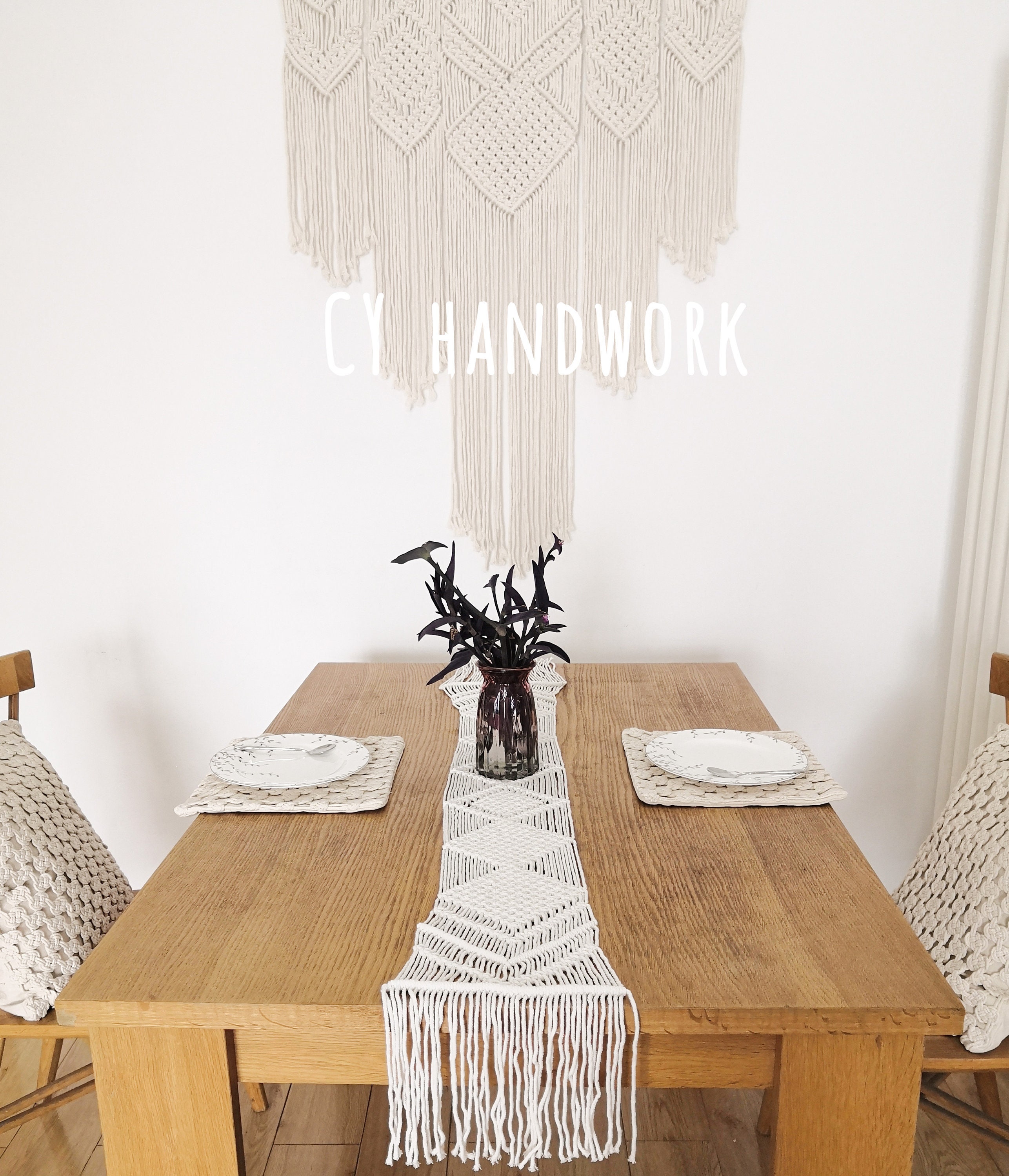 Macramé tafelloper Boho 100% katoenen bruiloft tafelloper - Etsy Nederland