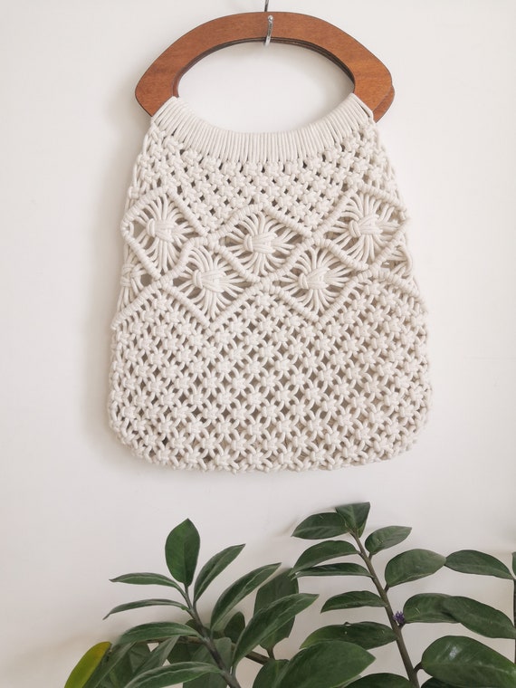 Macrame Tote Bag Market Bag Handbag With Handmademulti - Etsy