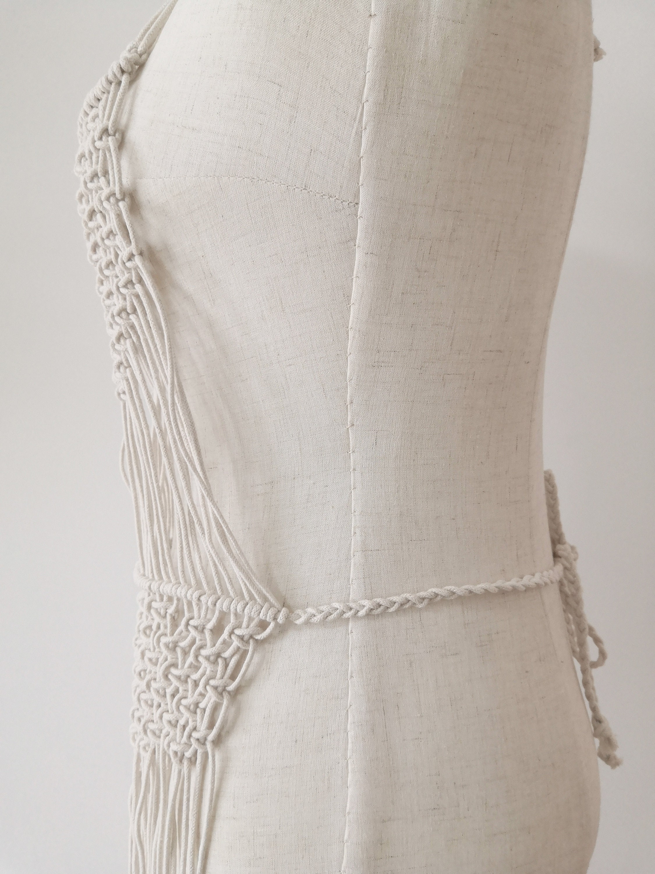 Macrame Dress Hand Made-long Fringe Sleeveless Boho Chic | Etsy