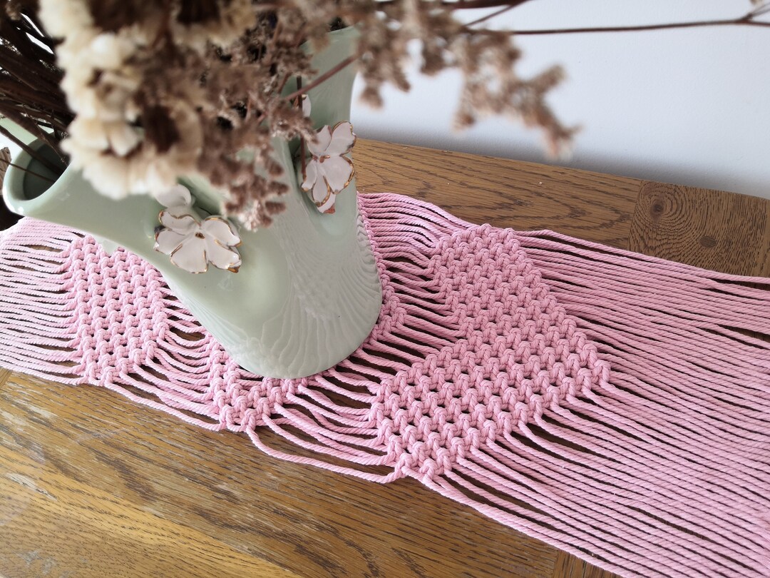 Macramé Table Runner, Pink Boho, 100% Cotton Wedding Table Runner,home ...
