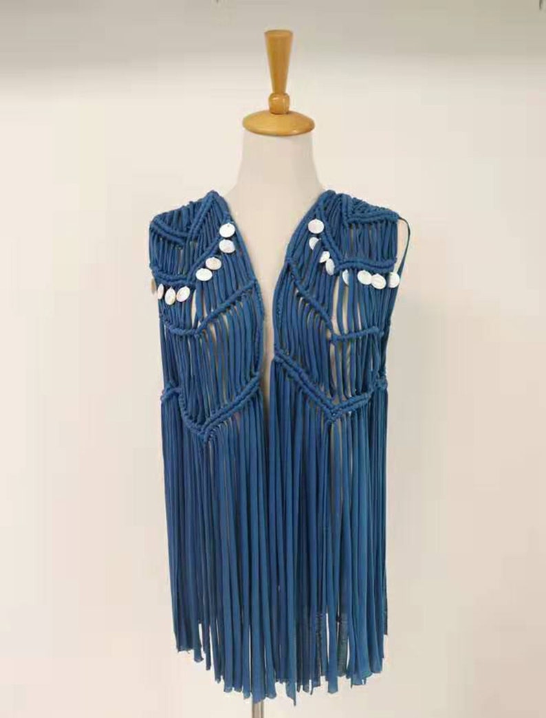 Macrame Dress Long Fringe Sleeveless Boho Chic Hippie - Etsy