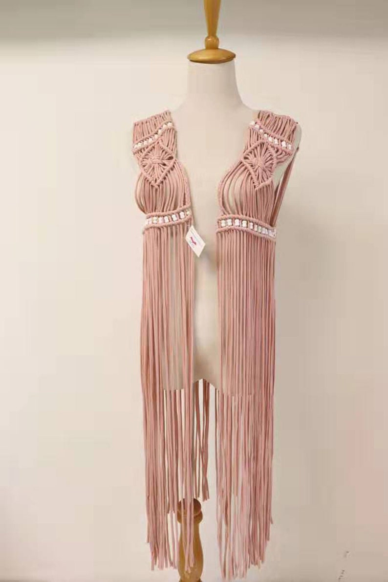 Macrame Dress Long Fringe Sleeveless Boho Chic Hippie - Etsy