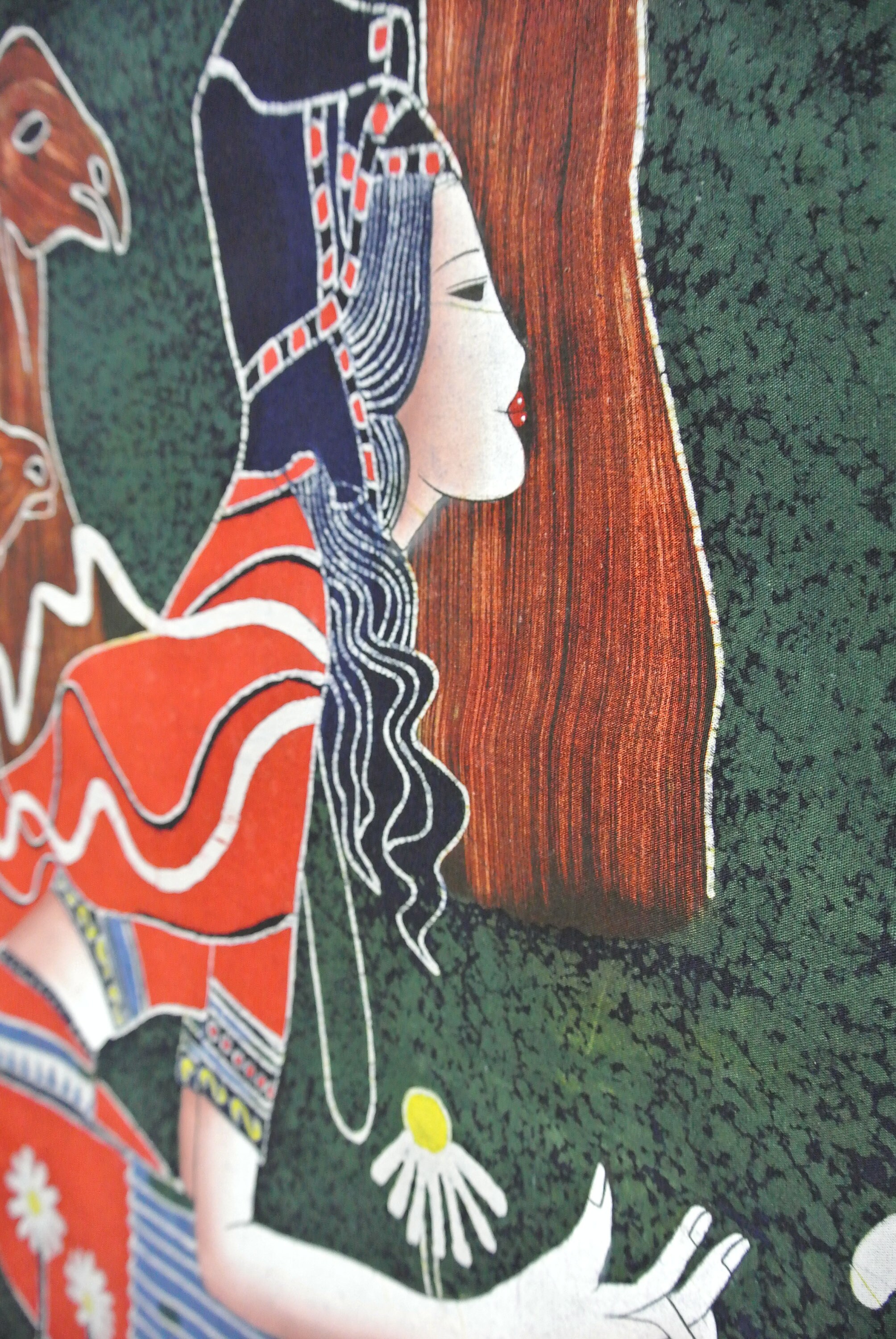 Vintage batik Painting Tapestrythe Shepherdessgood Luck for | Etsy