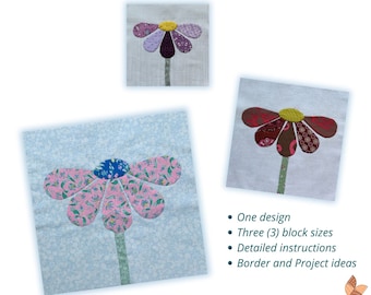 Daisy Puzzle Quilt Block PDF Pattern With Video Tutorial 6, 8, 10, 12 ...