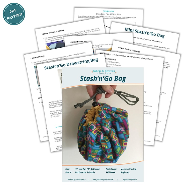 Circle Drawstring Bag PDF Pattern, Make-up Bag, Travel Pouch - the ...