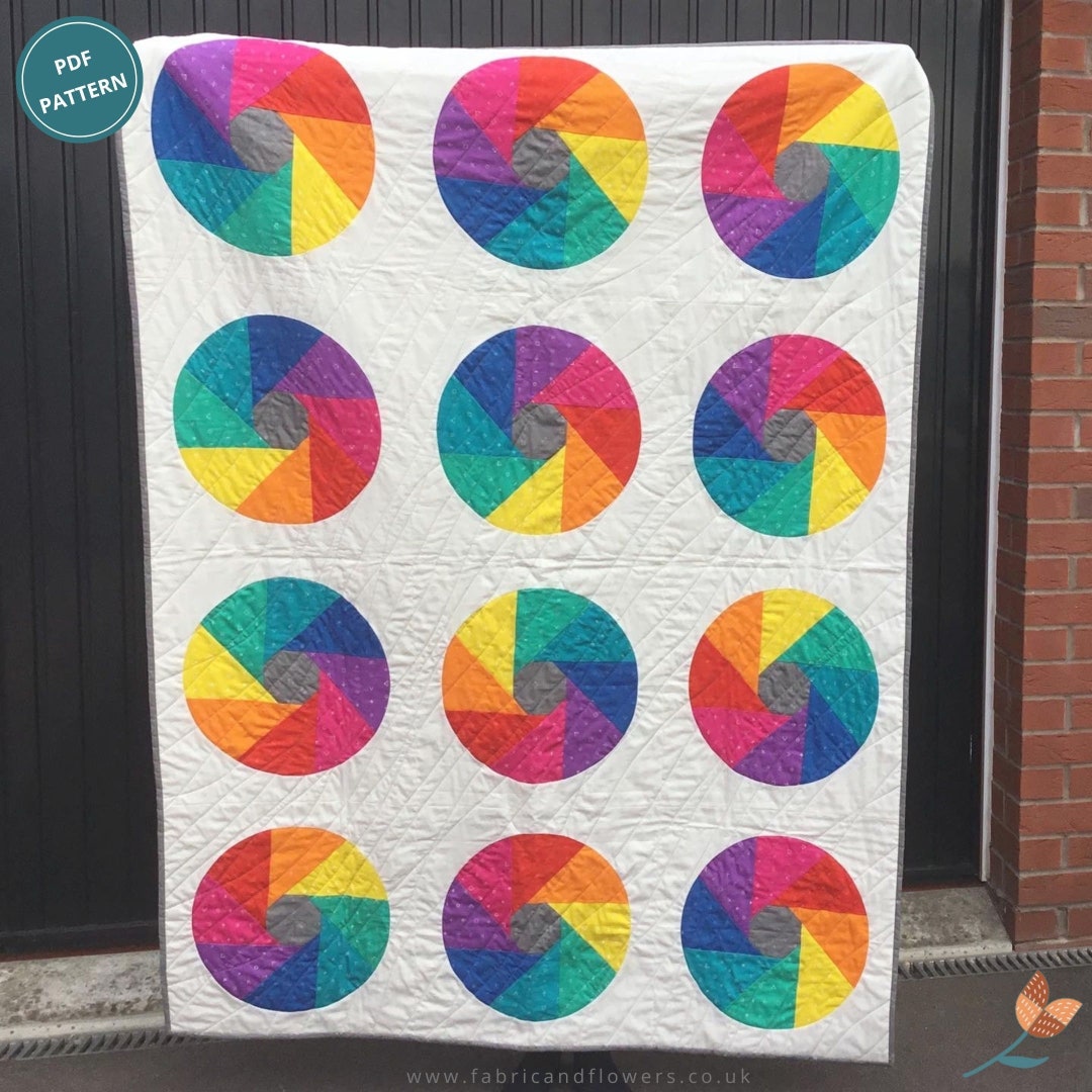 Circle Quilt Design Modern Quilt Pattern Rainbow Quilt Pattern Two ...