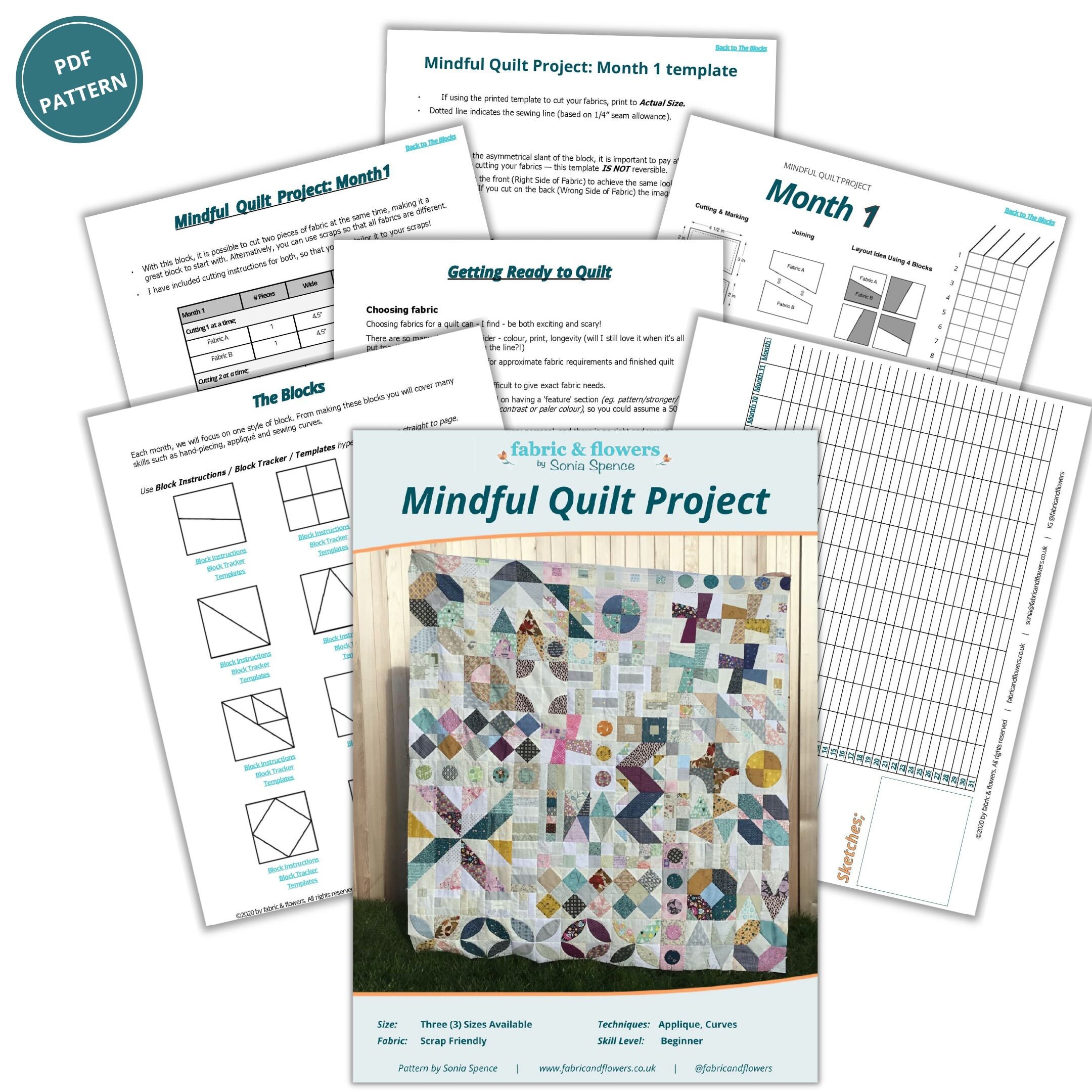Mindful Sewing Sampler Quilt PDF Pattern Patchwork - Etsy