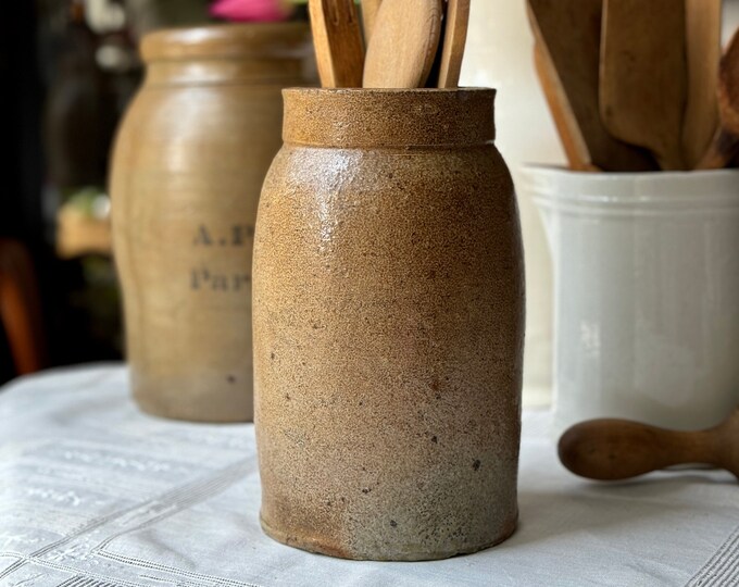 Antique 19th Century Salt Glazed Stoneware Pottery Utensil Crock Jar - Etsy